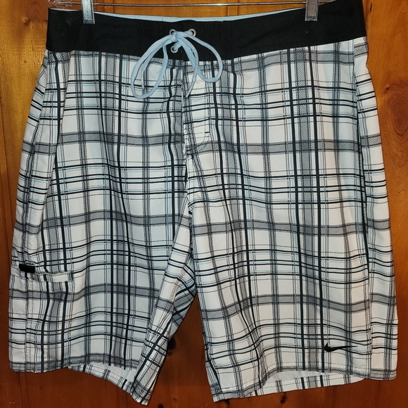 Nike | Swim | Nike Mens Board Swim Shorts 36 Blue And Black Plaid No ...